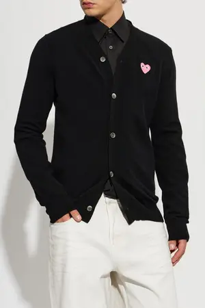 Play Comme Des Garcon Wool Cardigan With Logo Patch