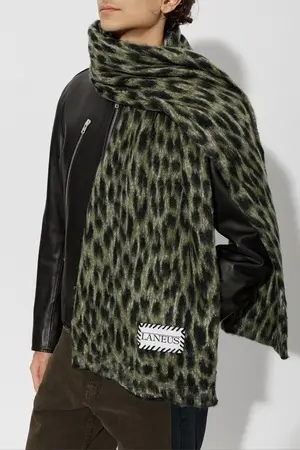LANEUS Scarf With Animal Motif - Green