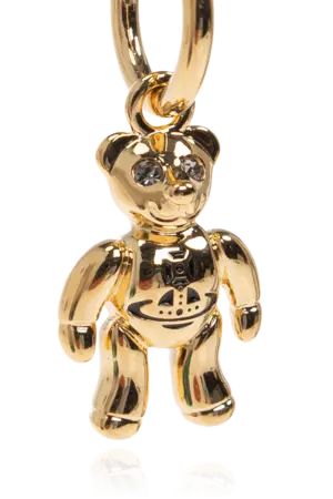 VIVIENNE WESTWOOD Ruby Small Hoop" Asymmetric Earrings With Teddy Bear And Orb Motifs - Gold
