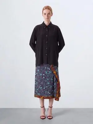 Dries Van Noten Viscose Moiré Motif Shirt - Black