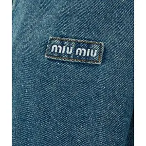 Miu Miu Denim Jacket With Rib Knit Collar - Blue