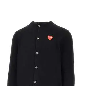 Play Comme Des Garcon Heart Patch Crewneck Cardigan