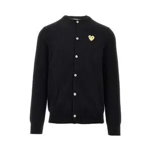 Play Comme Des Garcon Wool Cardigan With Heart Patch An - Black