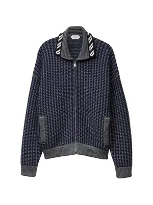 Versace Wool Knit Zip Cardigan - Gray
