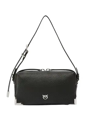 Pinko Shoulder Bag In Hammered Leather With Logo Plate