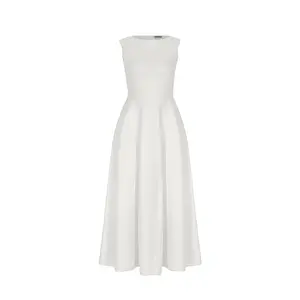 AVENUE 8 Flared Mid-length Crepe Dress Ecru