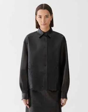 Lafayette 148 New York Laser Cut Nappa Leather Shirt