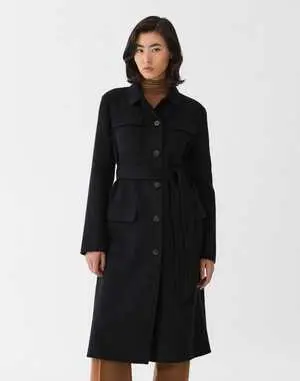 Lafayette 148 New York Cashmere Double Face Belted Overcoat