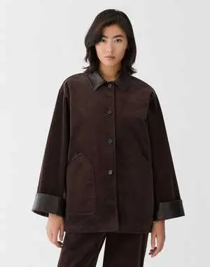 Lafayette 148 New York Cotton Corduroy Quilted Car Coat - Truffle