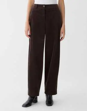Lafayette 148 New York Cotton Corduroy Kent Barrel Leg Pant - Truffle