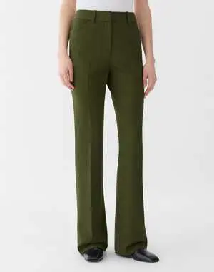 Lafayette 148 New York Wool Double Face Mid Rise Flared Pants