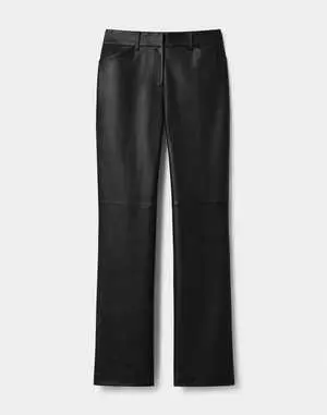 Lafayette 148 New York Stretch Nappa Leather Mid-rise Straight-leg Pants - Black
