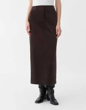 Lafayette 148 New York Cotton Corduroy Midi Trouser Skirt - Truffle