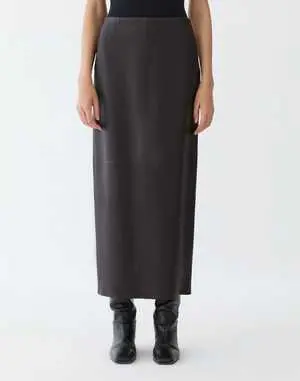 Lafayette 148 New York Stretch Nappa Leather Midi Pencil Skirt
