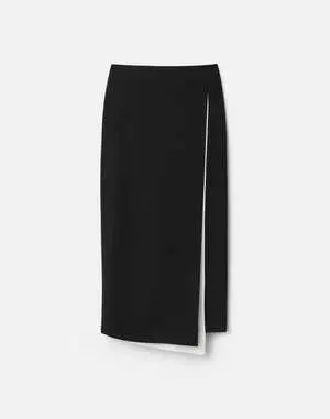 Lafayette 148 New York Asymmetric Contrast Midi Skirt