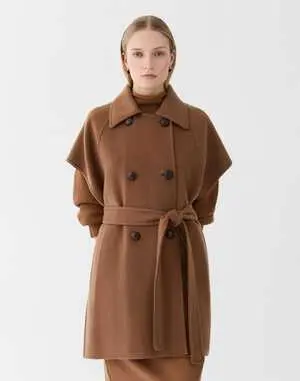 Lafayette 148 New York Cashmere Double Face Trench Poncho - Vicuna