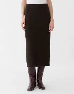 Lafayette 148 New York Cashmere Cable Knit Midi Skirt - Truffle