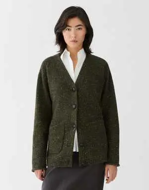 Lafayette 148 New York Cashmere Donegal V-neck Cardigan - Forest Multi
