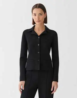 Lafayette 148 New York Matte Crepe Knit Blazer - Black