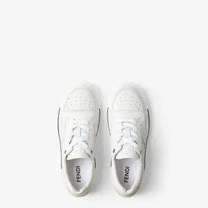 Fendi Fender Lace-up Calfskin Trainers - White