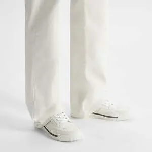 Fendi Fender Lace-up Calfskin Trainers - White