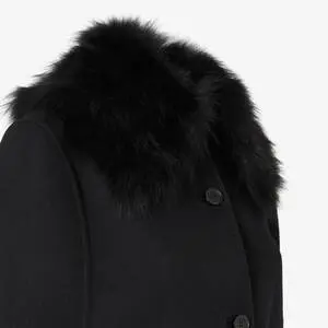 Fendi Wool Cape With Fox Fur Collar - Black