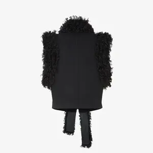 Fendi Wool Gilet With Shearling Trim - Black