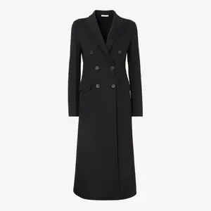 Fendi Double-breasted Peak Lapel Wool Coat - Black