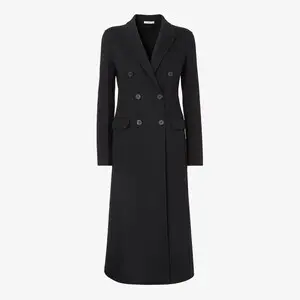 Fendi Double-breasted Peak Lapel Wool Coat - Black