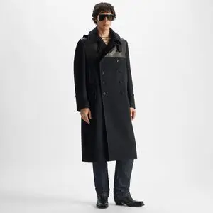 Fendi Double-breasted Wool And Leather Parka