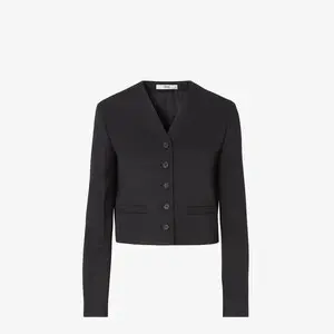 Fendi Short Single-breasted Jacket In Grain De Poudre Wool - Black