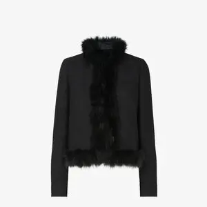 Fendi Bouclé Wool Jacket With Fox Fur Trim