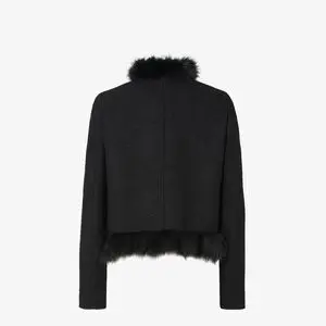 Fendi Bouclé Wool Jacket With Fox Fur Trim