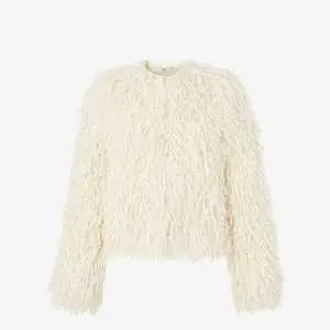 Fendi Textured Bouclé Cashmere & Mohair Jacket - White
