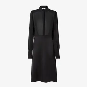 Fendi Silk Georgette Midi Shirt Dress - Black