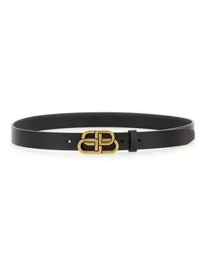Balenciaga Bb Thin Belt - Black