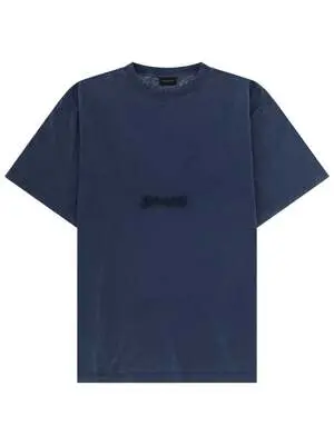 Balenciaga T-shirt Con Logo Ricamato - Blue