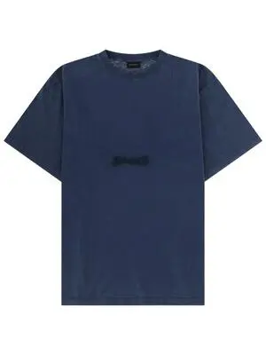 Balenciaga T-shirt Con Logo Ricamato - Blue
