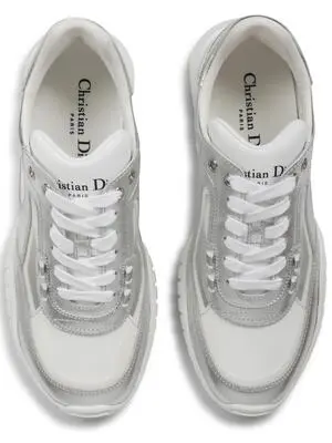 Dior Leather Logo Sneakers - Silver