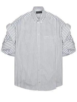 Balenciaga Striped Cotton Shirt With Lapels - Blue