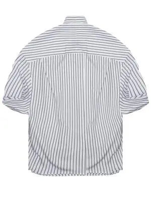 Balenciaga Striped Cotton Shirt With Lapels - Blue