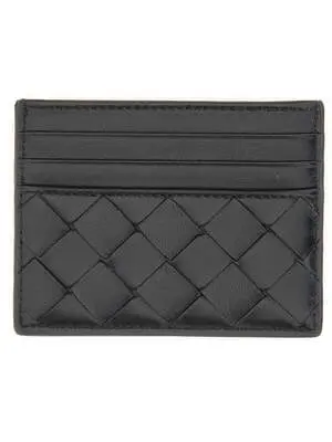 Bottega Veneta Woven Leather Card Case - Black