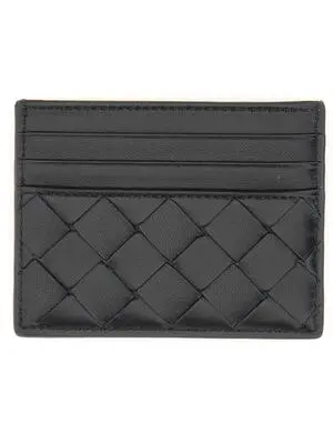 Bottega Veneta Woven Leather Card Case - Black