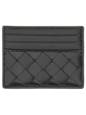 Bottega Veneta Woven Leather Card Case - Black
