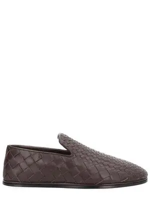 Bottega Veneta Slipper Sunday Woven Leather Slip-on Loafers - Brown