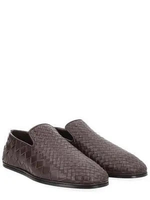 Bottega Veneta Slipper Sunday Woven Leather Slip-on Loafers - Brown