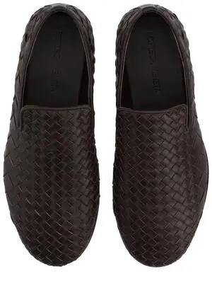 Bottega Veneta Slipper Sunday Woven Leather Slip-on Loafers - Brown
