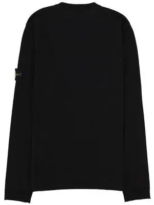 Stone Island Cotton Crew Neck Long Sleeve Pullover With Logo Patch - Black