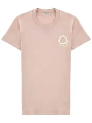 Moncler T-shirt Con Logo Ricamato - Pink