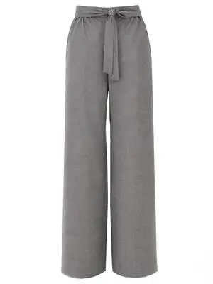 Max Mara Wide Leg 100% Virgin Wool Trousers - Gray